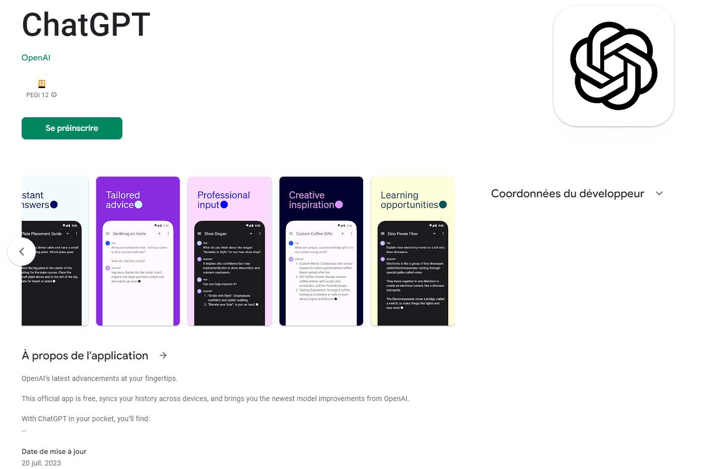 ChatGPT sur Android : l'application est enfin disponible [MàJ]
