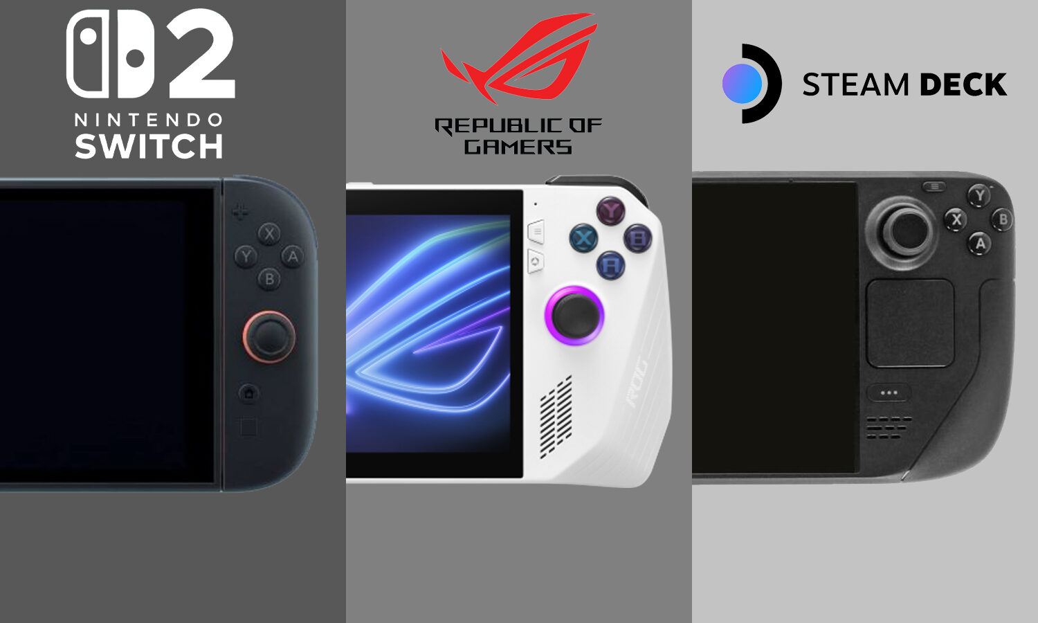 Nintendo Switch 2 : comparatif avec le Steam Deck et l'Asus ROG Ally ...